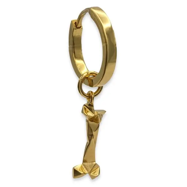 FRENVYRN Mars 18k Vermeil Dog Bone Huggie Hoop Earring Single - Gold