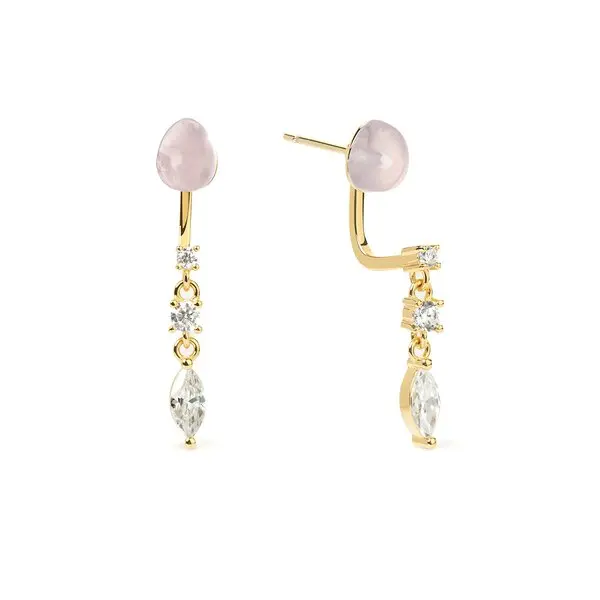 FREQNC ATELIER Serpent Earrings Rose Quartz Ear Jackets - Pink