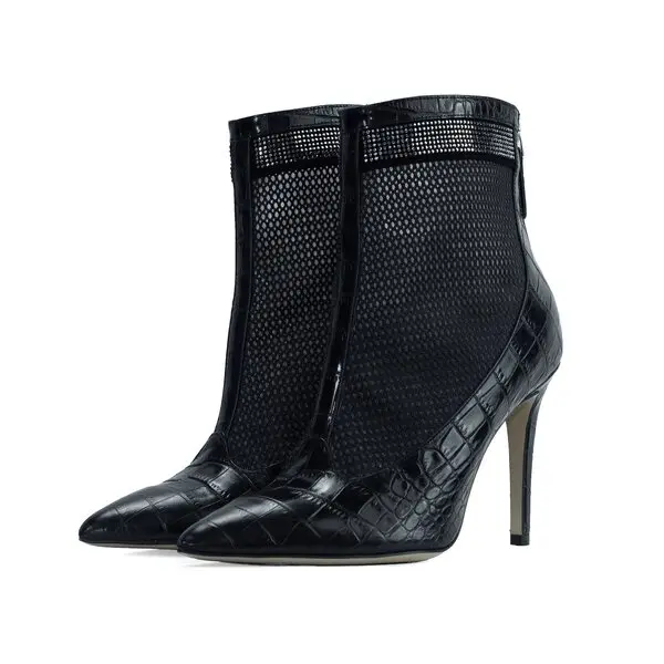 STESSA BY SARAH The Valentina Croc Mesh Boot - Black