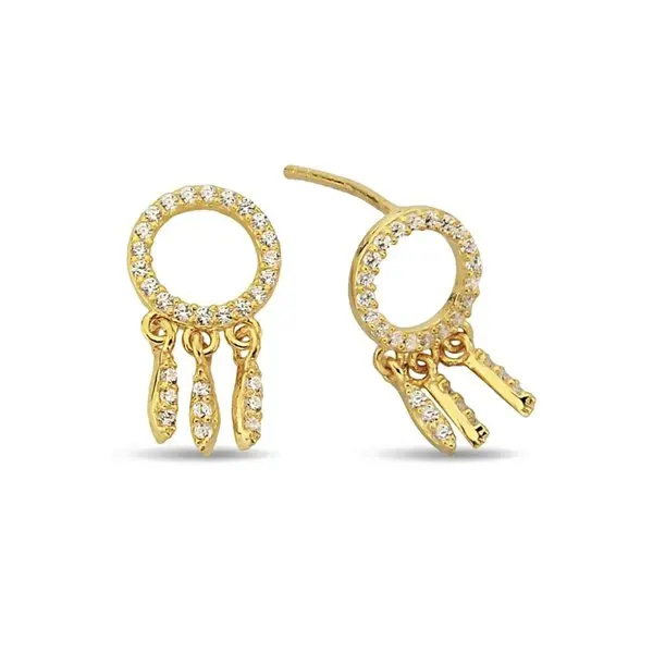 SPERO LONDON Sterling Silver Dreamcatcher Drop Earring Stud - Gold