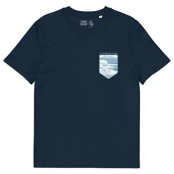 ANCHOR & CREW Navy Think Ocean Polar Bear Love The Planet Organic Cotton T-shirt - Blue