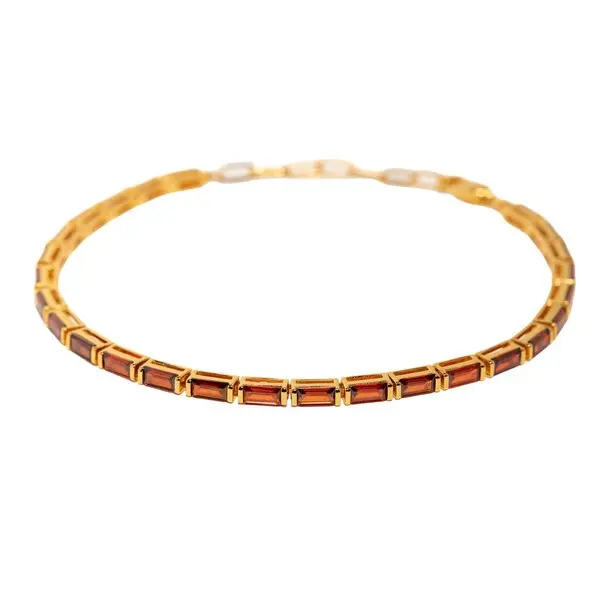 BELINDA JEWELZ Bianca Baguette Garnet Tennis Bracelet - Red