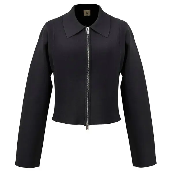 SMART AND JOY Minimalist Front Zipper Crop Jacket - Black
