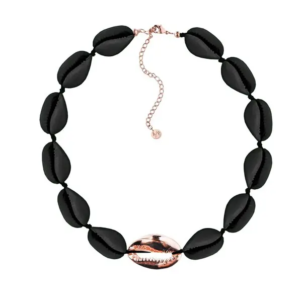 ADRIANA PAPPAS DESIGNS Metal Shell Accent Choker Matte Rose Gold - Black