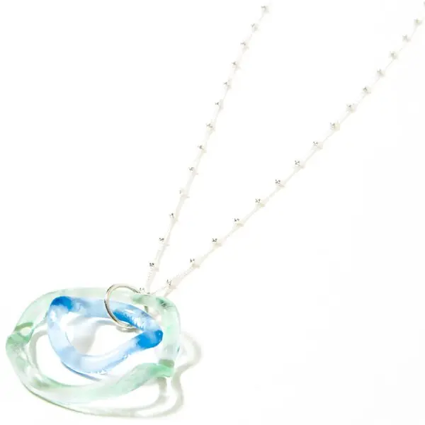 SMART GLASS JEWELRY Recycled Glass Wave Pendant Ocean Colors Sterling - Gray