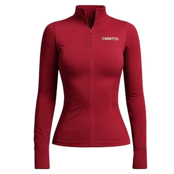 CMMTTD Seamless Sculpt Zip-up Jacket Burgundy - Red