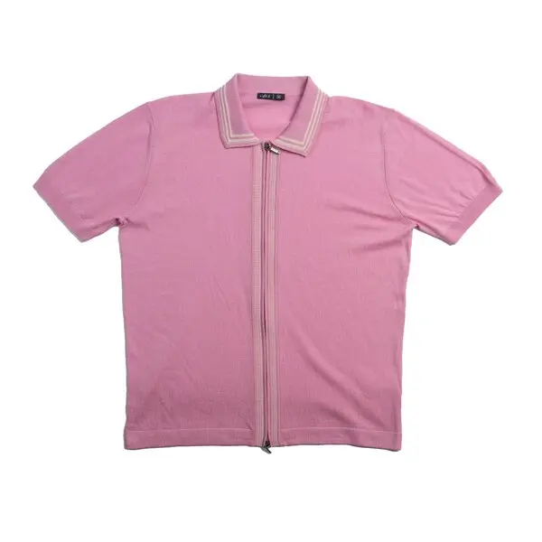 EIGHT X Contour Short Sleeve Zip Knit Shirt - Pink