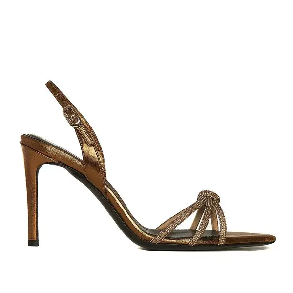 GINISSIMA Daisy Antique Crystals And Leather Sandals - Gold