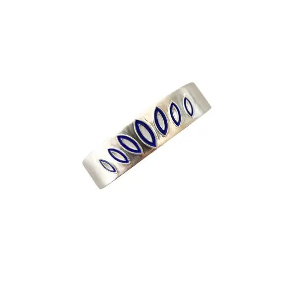 RIZE Peacock Cuff Bracelet Sterling & Indigo Blue Enamel - Silver