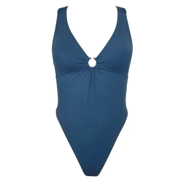 MONIQUE MORIN LINGERIE Caress X Back Bodysuit Dark Denim - Blue