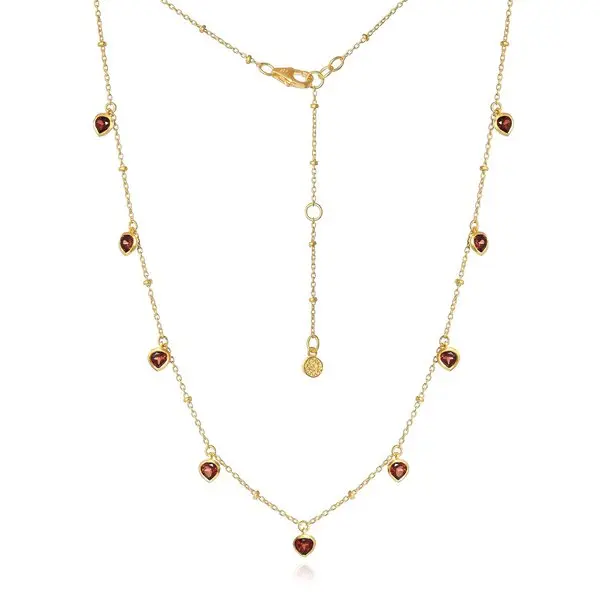 MOON LONDON Mani Garnet Heart Necklace - Gold