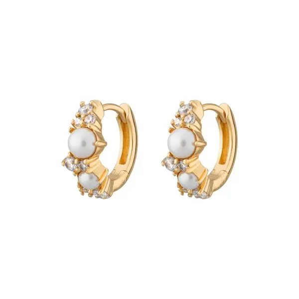 SCREAM PRETTY Pearl Huggie Earrings - Gold