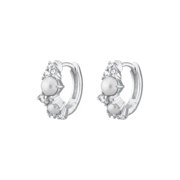 SCREAM PRETTY Pearl Huggie Earrings - Silver