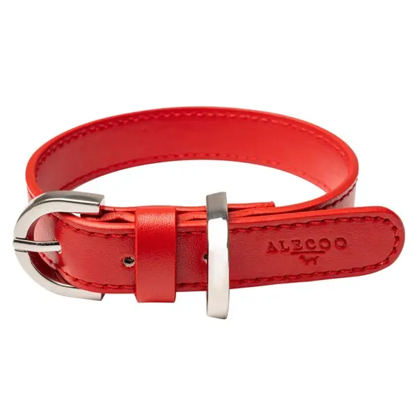 ALECOO Classy Dog Collar Silver - Red