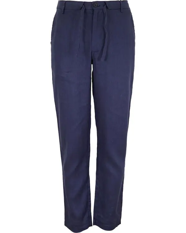 LORDS OF HARLECH Devon Linen Pant Navy - Blue