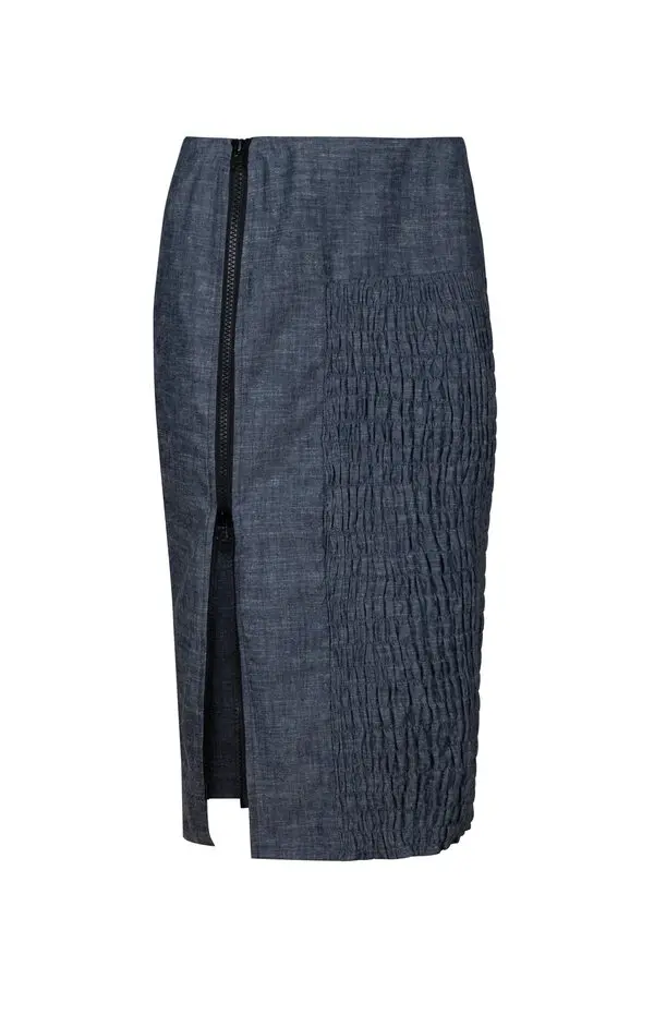 GUNDA HAFNER LTD Cotton Ruched Fitted Skirt