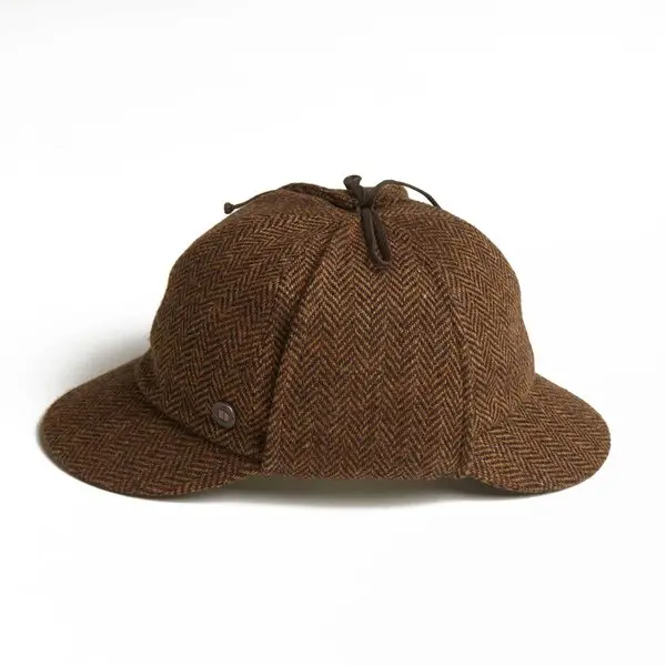 DASMARCA HATS Blake Umber Tweed Checks Italian Deerstalker Cap - Brown