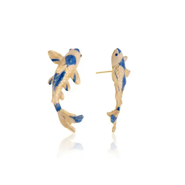 MILOU JEWELRY Koi Fish Earrings - Blue