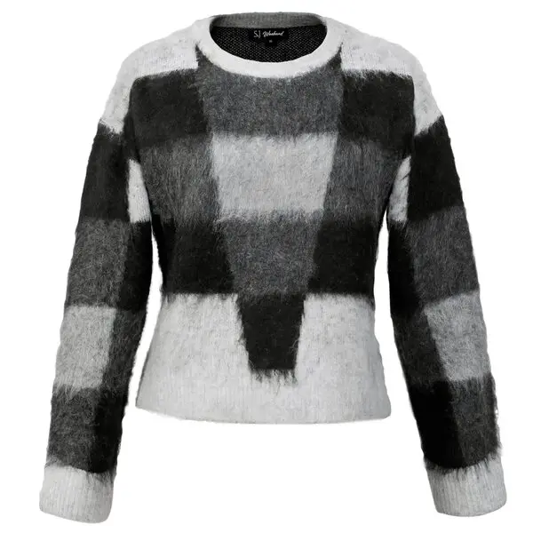 SMART AND JOY Check Pattern Oversize Jumper - Grey