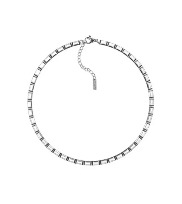 ADRIANA PAPPAS DESIGNS Rhodium Baguette Tennis Choker - Silver