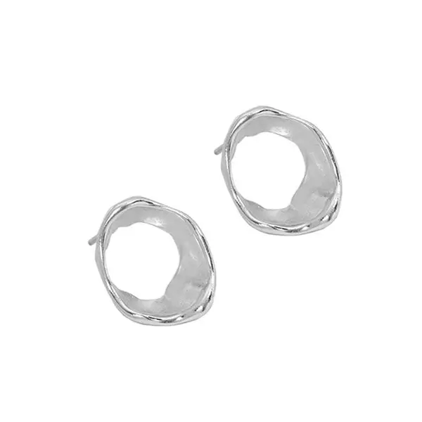 JANUS EDINBURGH Findhorn Sterling Textured Circle Whirlpool Earrings - Silver