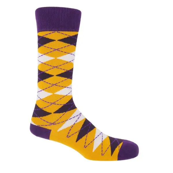 PEPER HAROW - MADE IN ENGLAND Mustard Argyle Socks - Gold