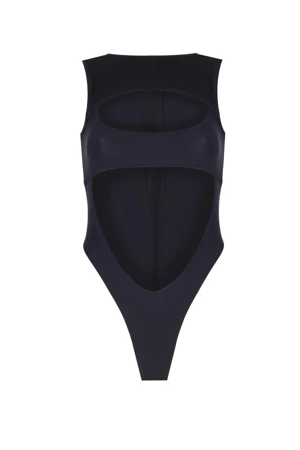 NO'DESIGN Thick Strap Cut-out Navy Bodysuit - Blue
