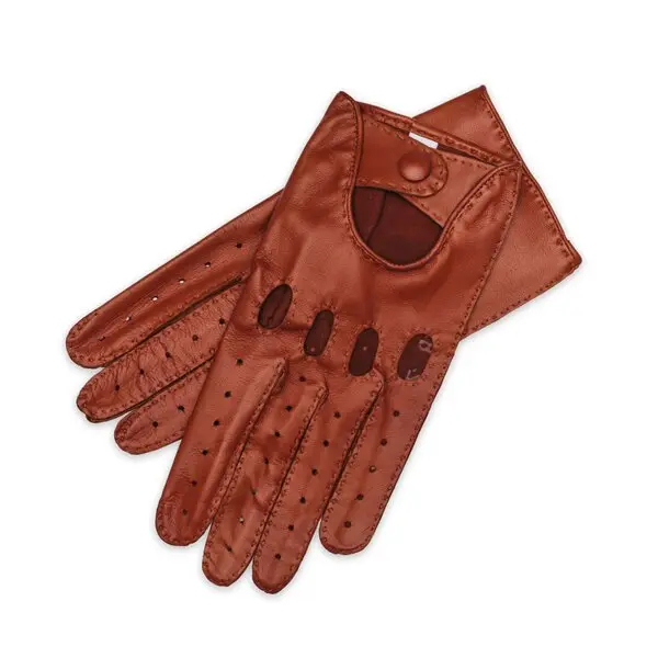1861 GLOVE MANUFACTORY Rome Handsewn Lambskin Driving Gloves In Colonial - Brown