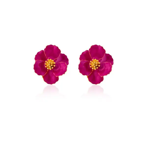 MILOU JEWELRY Raspberry Petite Flower Earrings - Pink
