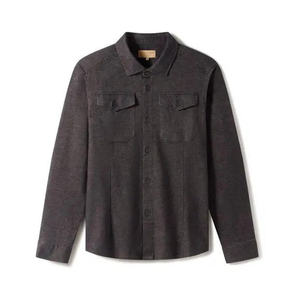 WESTON JON BOUCHER Untucked Tailored Slim Fit Button-up Shirt Dark Granite - Grey