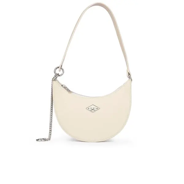 ILVI Neutrals Sindire Cream Floater Leather Shoulder Bag - Black/white