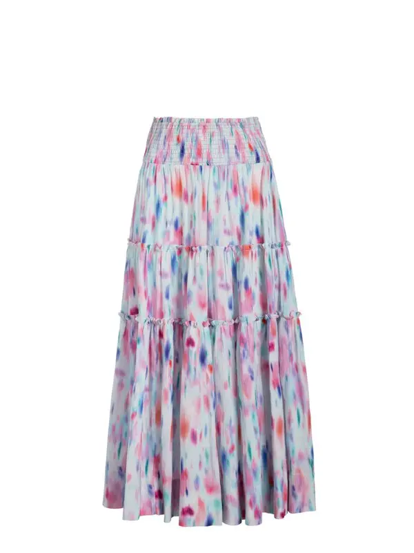 CHANGE OF SCENERY Blue / White Charlie Skirt In Hazy Ikat Seafoam - Blue/white