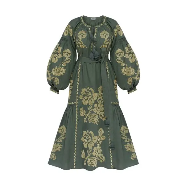 ANNABO Elysian Garden Linen Midi Dress