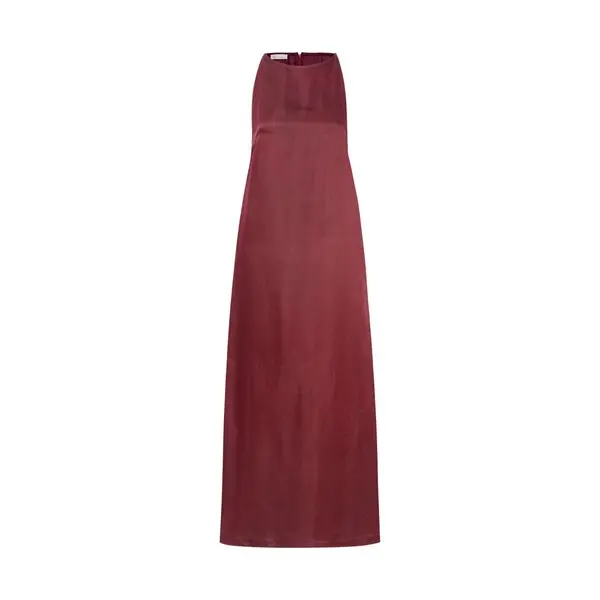 SILK AND BEARS Aurora Garnet Rouge Hand-dyed Mulberry Silk Maxi Dress - Red