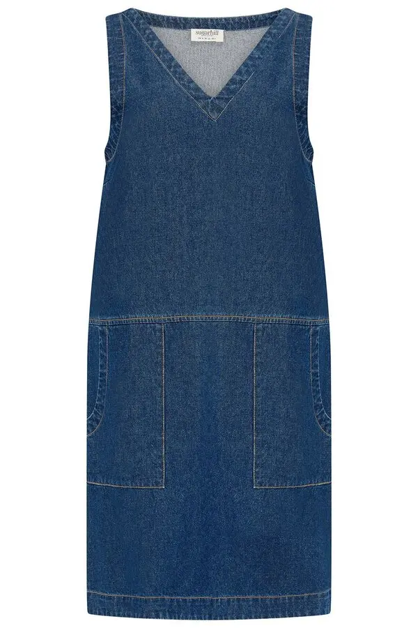 SUGARHILL BRIGHTON Cecil Tunic Dress Mid Denim - Blue