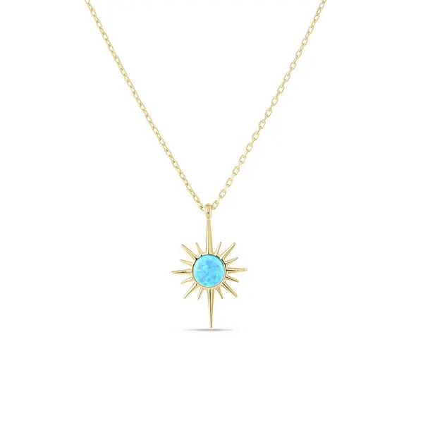 SPERO LONDON Blue Opal Northernstar Sterling Silver Pendant Necklace - Gold