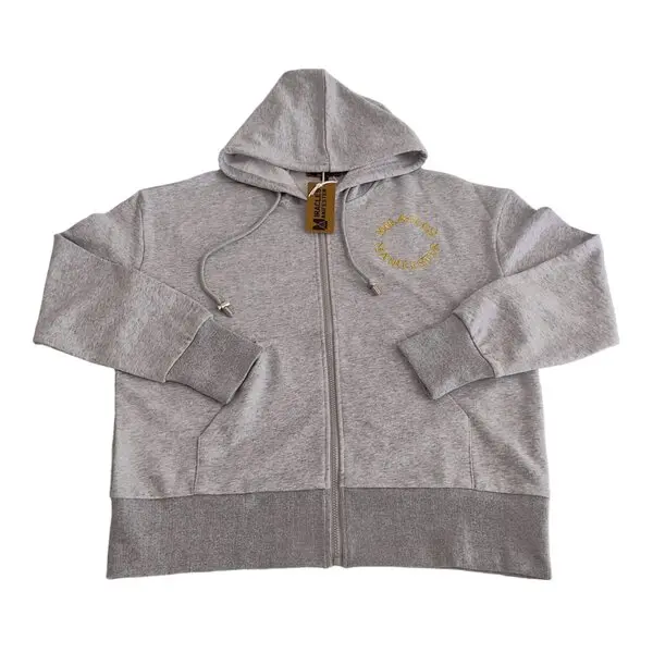 MIRACLES MANIFESTER Embroidered Zip Hoodie Light - Grey