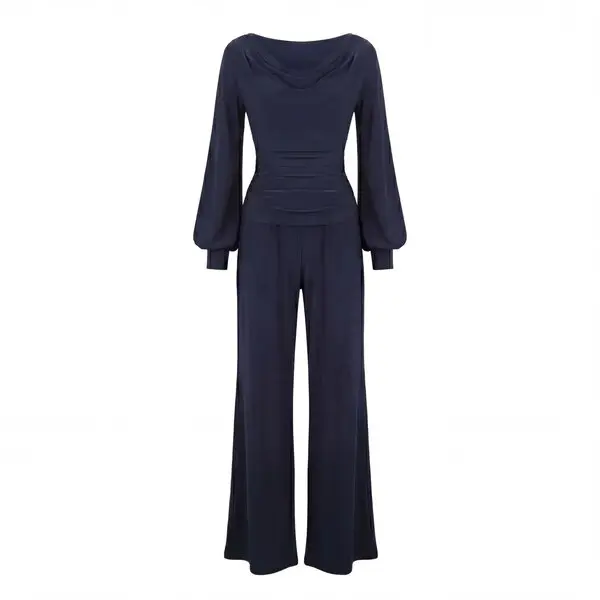 ATOM LABEL Indium Jumpsuit With Bell Sleeve In Navy - Green