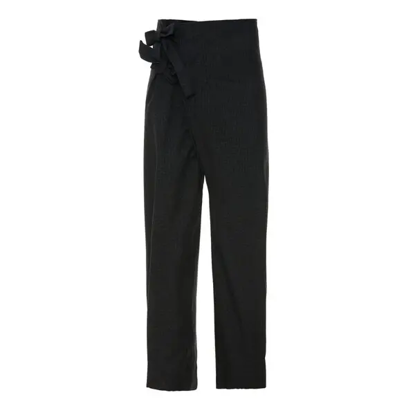 MOE Black Checkered Wool Pants - Grey