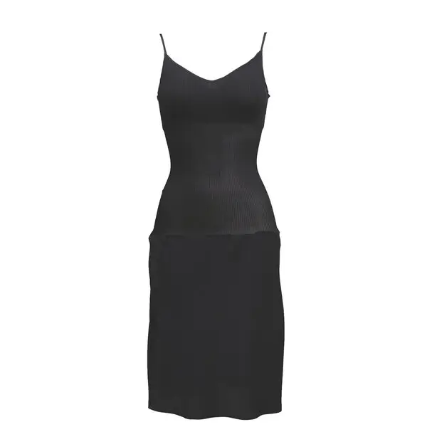 AROMATIQUE Pure Ribbed Silk Nightdress - Black