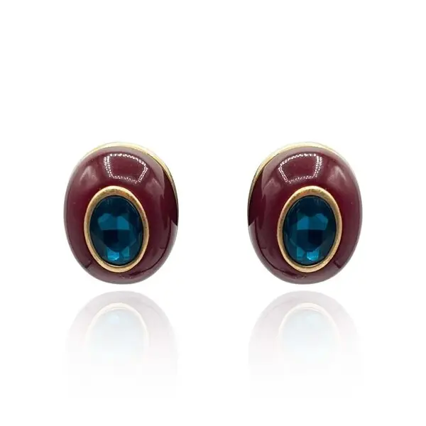 MICHAEL NASH JEWELRY Blue / Brown Stephanie Brown Resin Pierced Earring With Sapphire Glass Stone - Blue/brown