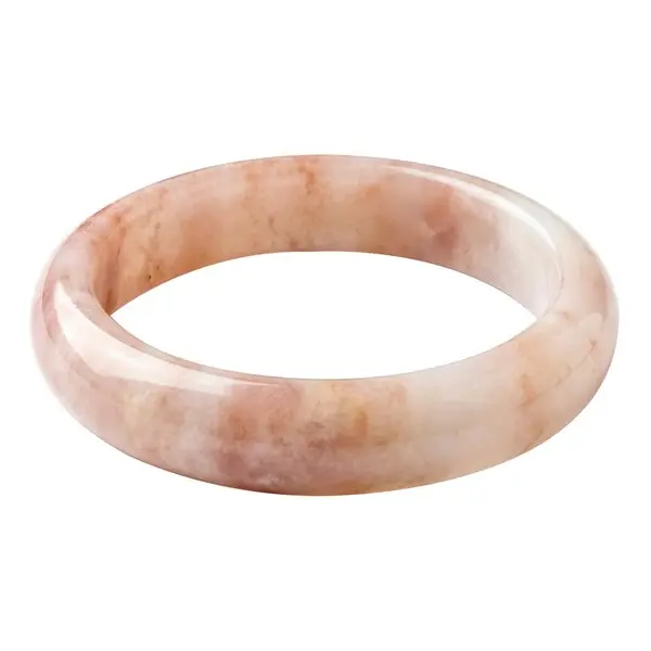 SEREE Peach Blossom Jade Stone Bangle - Pink