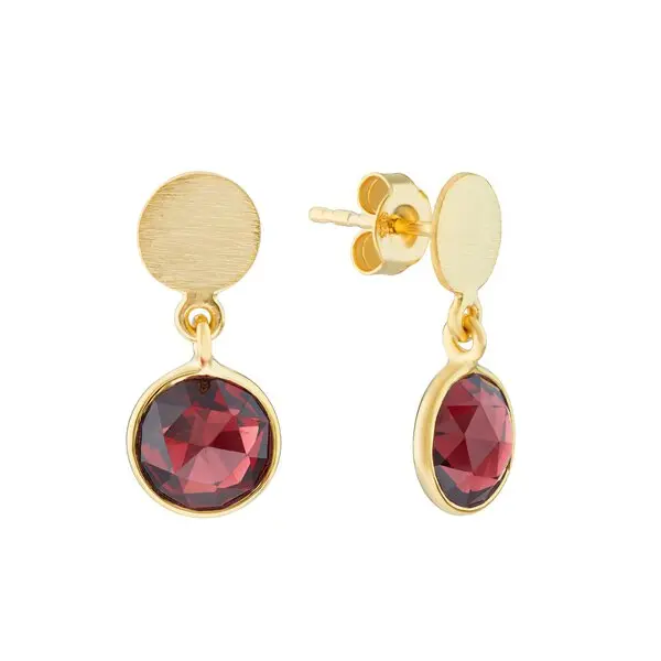 AUREE JEWELLERY Salina Gold Vermeil Disc & Garnet Earrings - Red