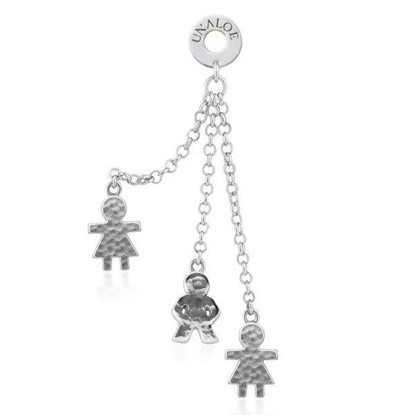 UNALOE Sterling Family Charm Drop Earrings – Symbolic Chain Statet Jewelry - Silver