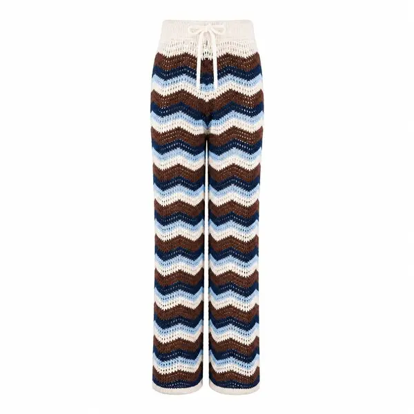 SHOONI Suki Crochet Wide Leg Trouser - Brown