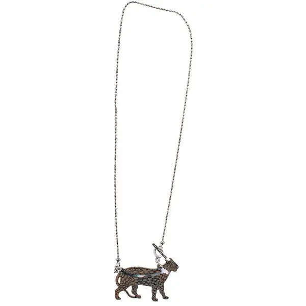 GEM KINGDOM Black / Silver Back To The Future Engraved Horn Panther Necklace - Black/silver