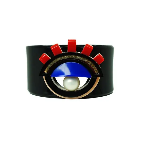 GISSA BICALHO Black / Blue / Red Handmade Acrylic Bracelet Eye Black - Black/blue/red