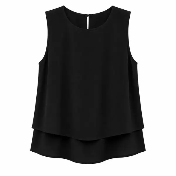 NUVV COLLECTION Ivory Layered Sleeveless Blouse - Black