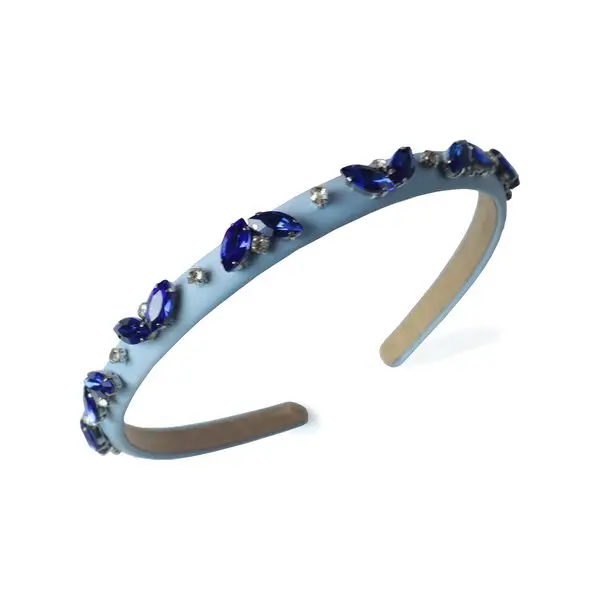 2KSTYLE Virginia Crystal Hand-embellished Satin Headband - Blue