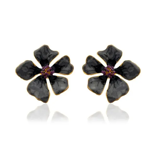 MILOU JEWELRY Wild Rose Flower Earrings - Grey
